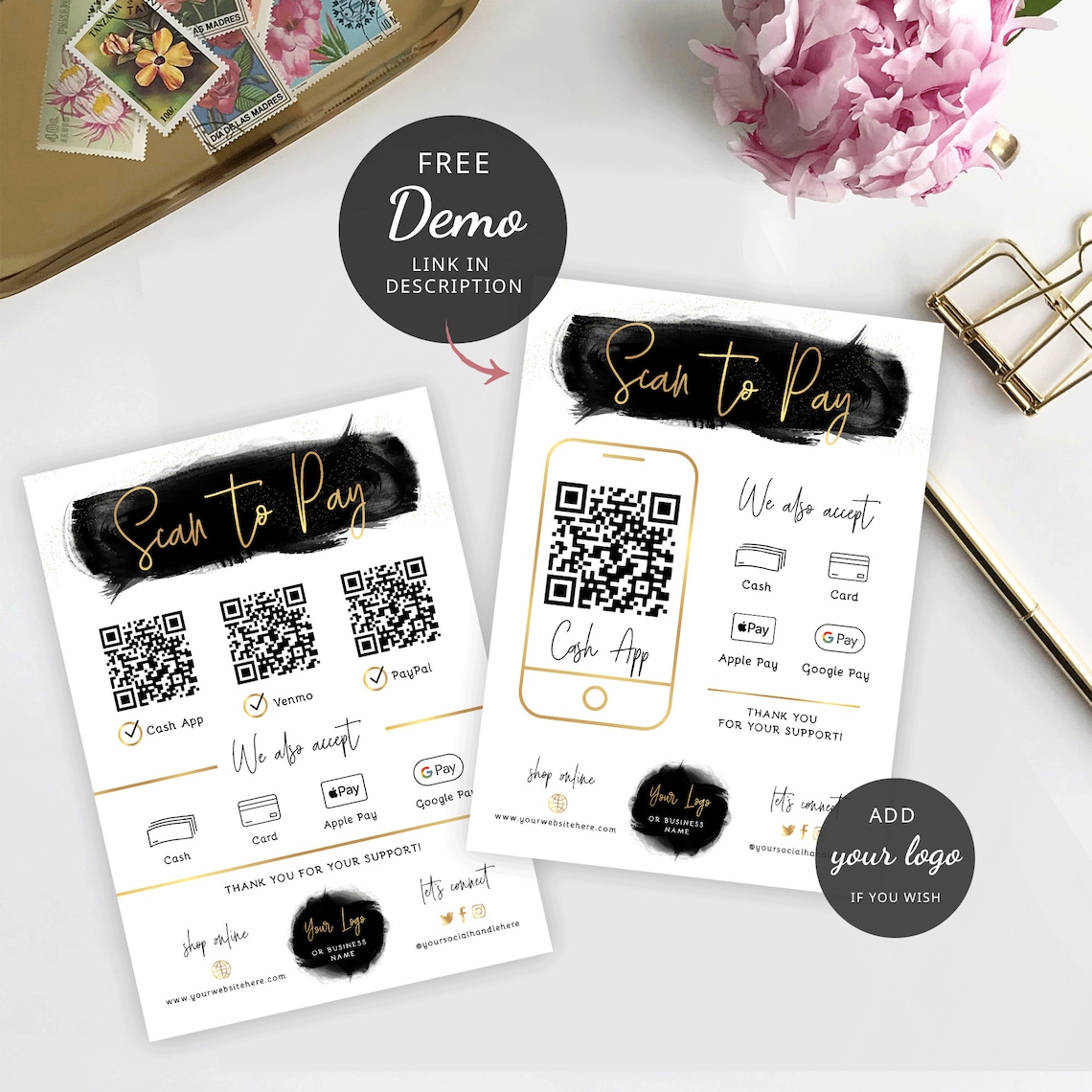 Scan to Pay QR Code Sign Template, Printable Scan Here to Pay Signage ...