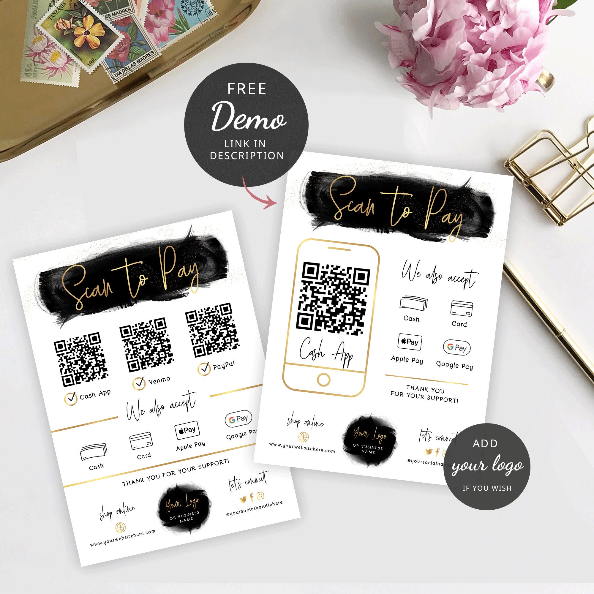 Scan to Pay QR Code Sign Template, Printable Scan Here to Pay Signage ...