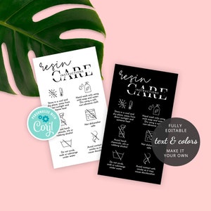 Resin Care Card Template, Customizable Resin Coasters Care Guide ...