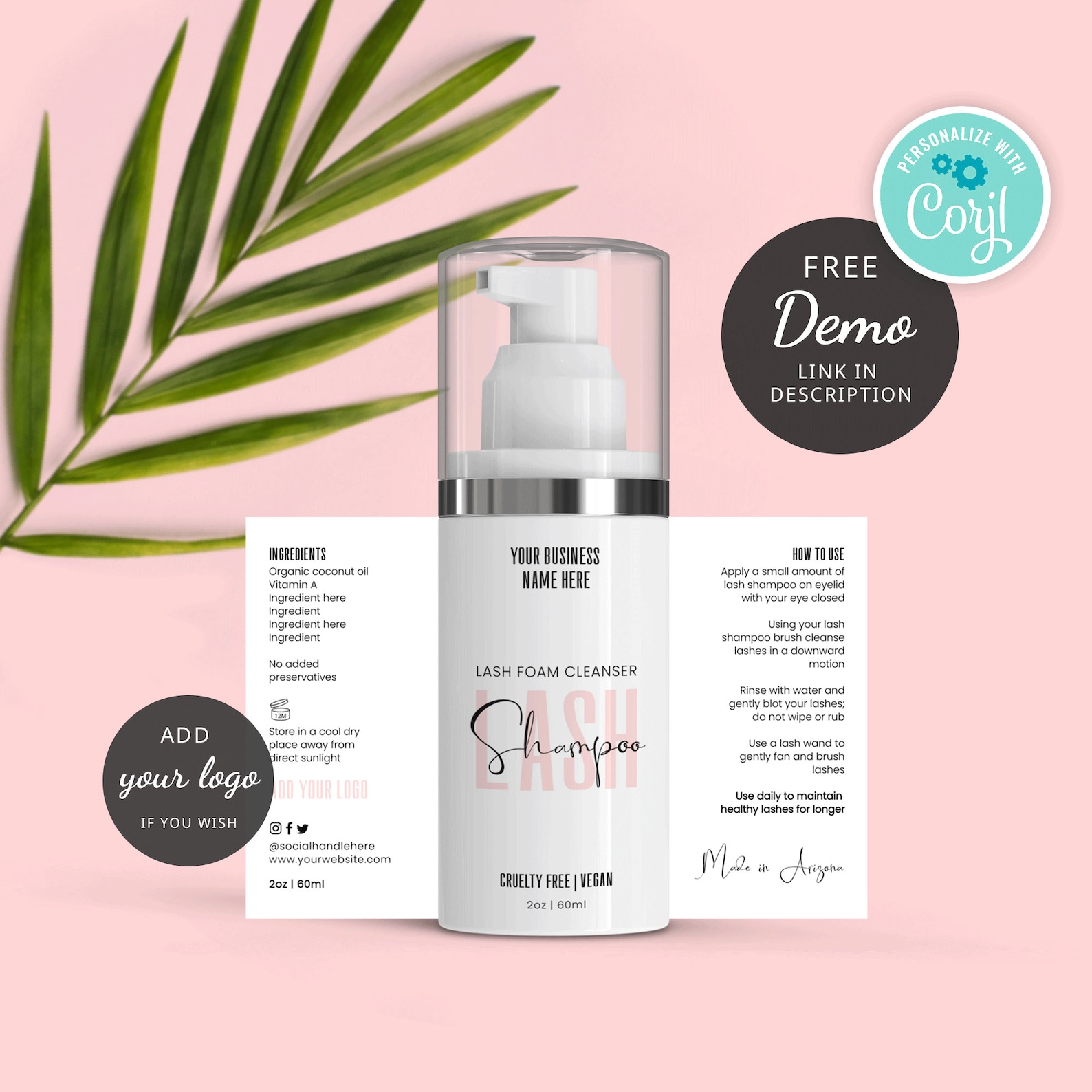 Lash Bath Label Template Editable Eyelash Shampoo Bottle - Etsy
