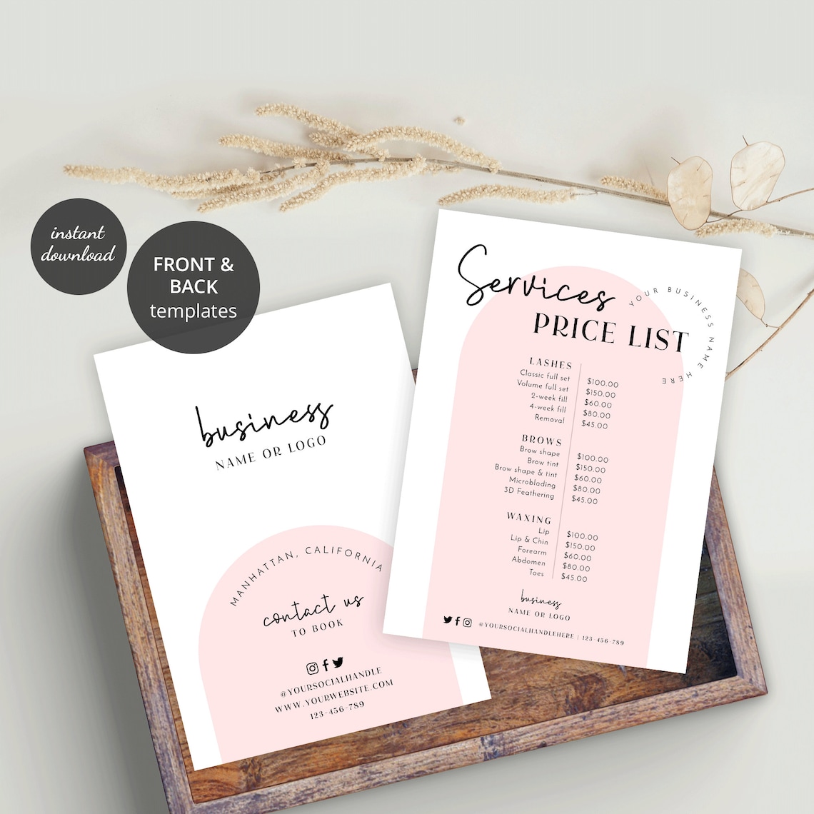 Business Price List Template Printable Price List Boho - Etsy