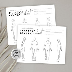 Body Chart Template, Custom Female & Male Body Diagram for Aesthetician ...