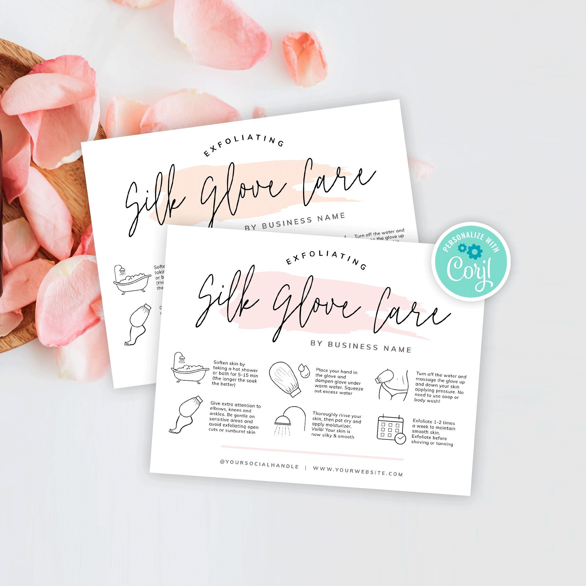Silk Exfoliating Glove Care Card Template Editable Body Mitt - Etsy