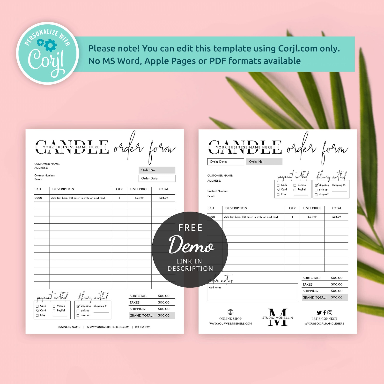 Candle Order Form Template, Editable Product Quotation Form, Printable ...