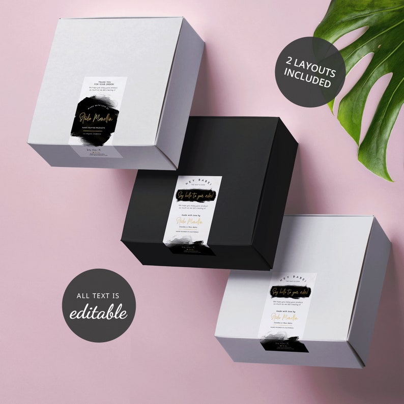Customizable Box Seal Label Template Black & Gold Parcel Seal - Etsy