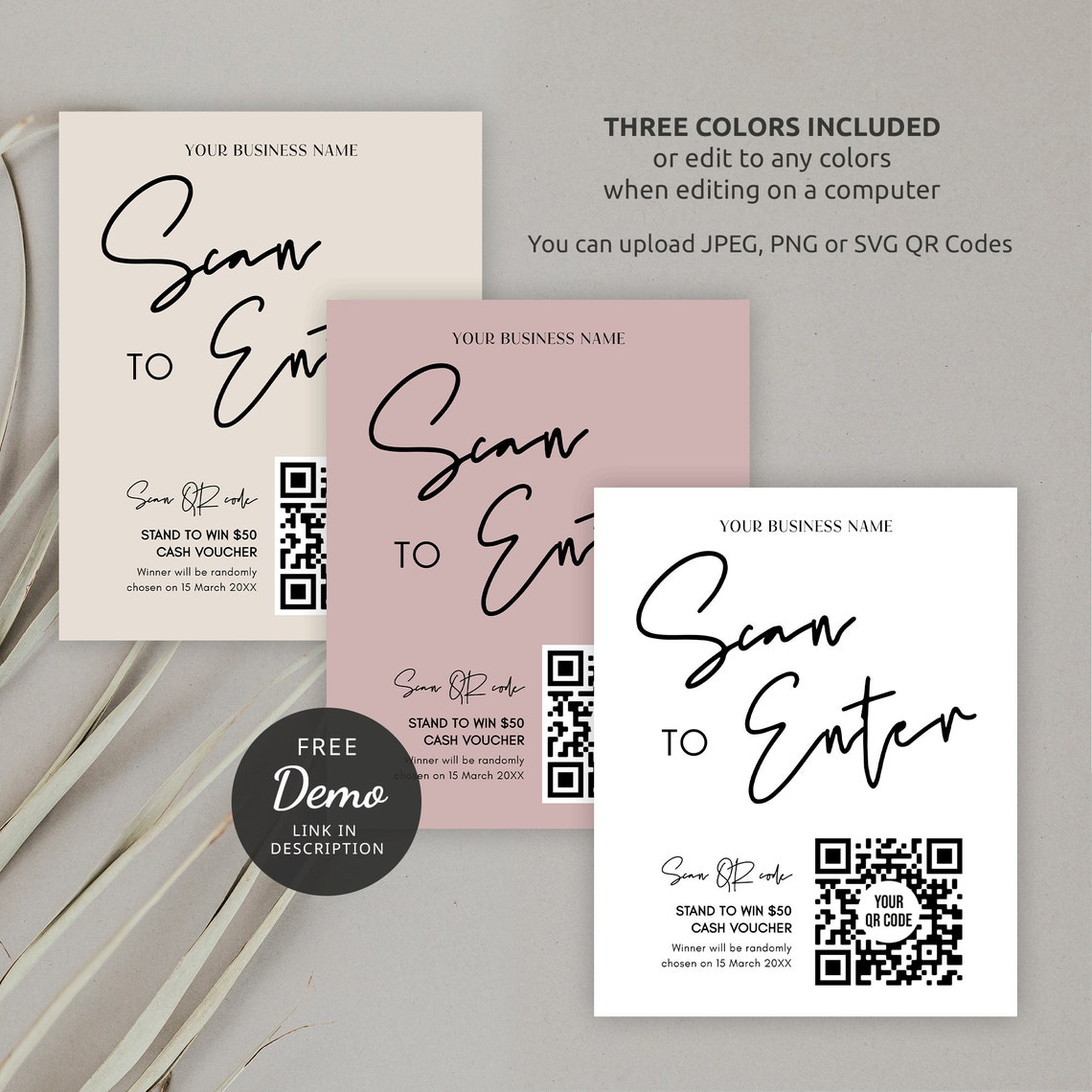Boho Raffle QR Code Sign Template, Scannable Enter to Win 8x10" Poster ...