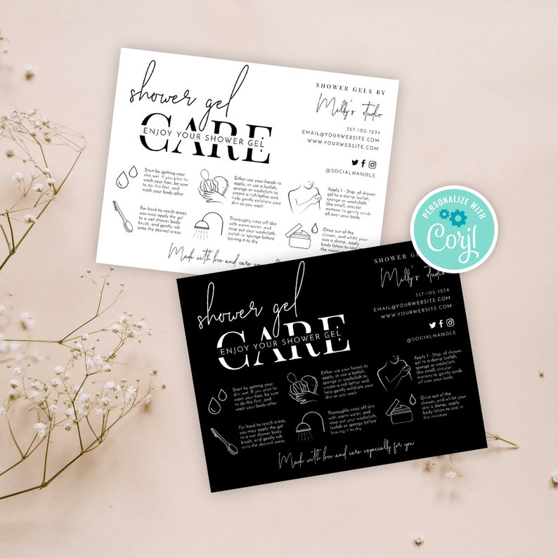 Shower Gel Application Guide Template Editable Body Wash Care - Etsy