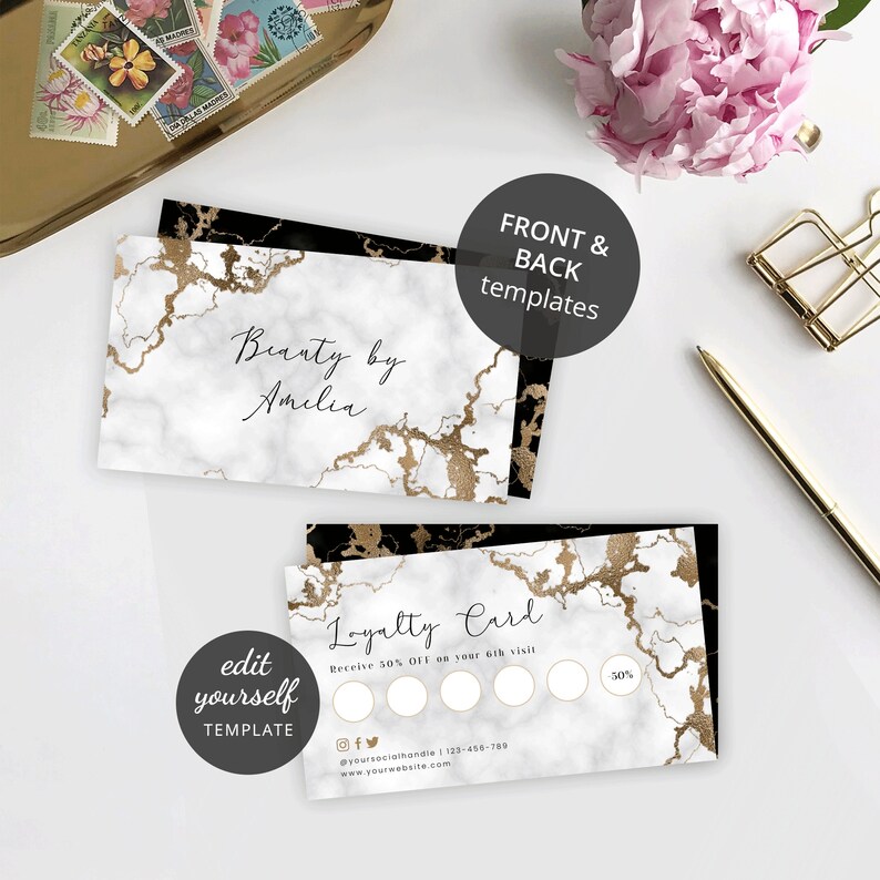 DIY Loyalty Card Template Beauty Salon Rewards Card Black - Etsy