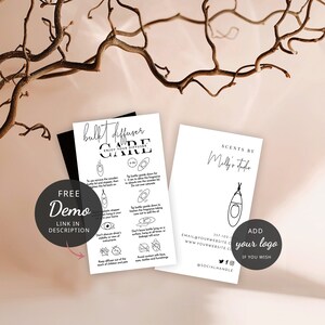 Car Diffuser Care Card Template, Minimalist Bullet Diffuser Care Guide ...