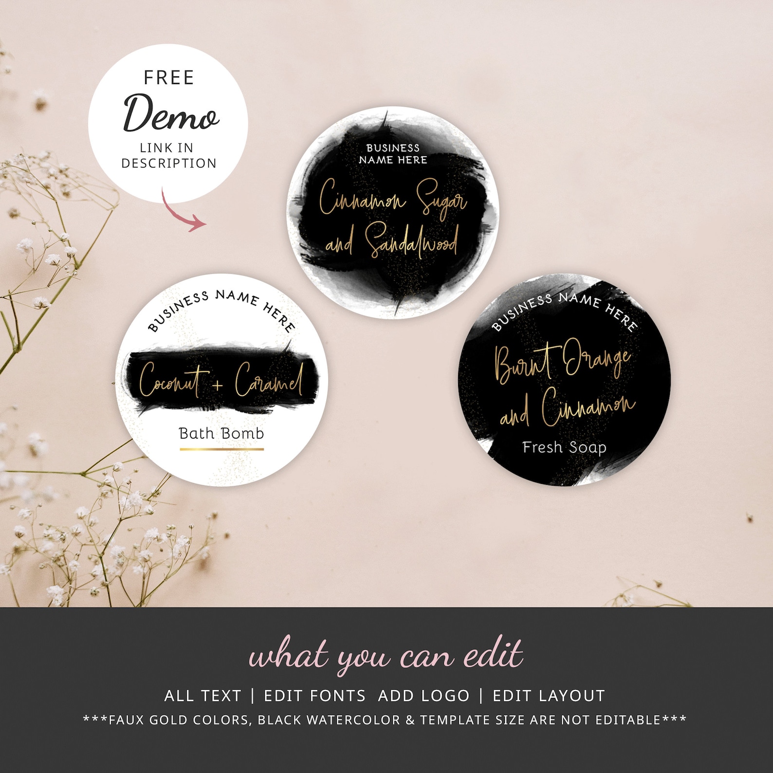 Editable Scent Name Labels Template, Customizable Flavour Food Stickers ...