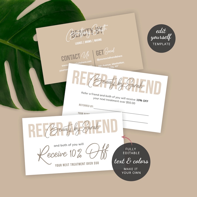 Refer a Friend Template Editable Client Referral Card | Etsy