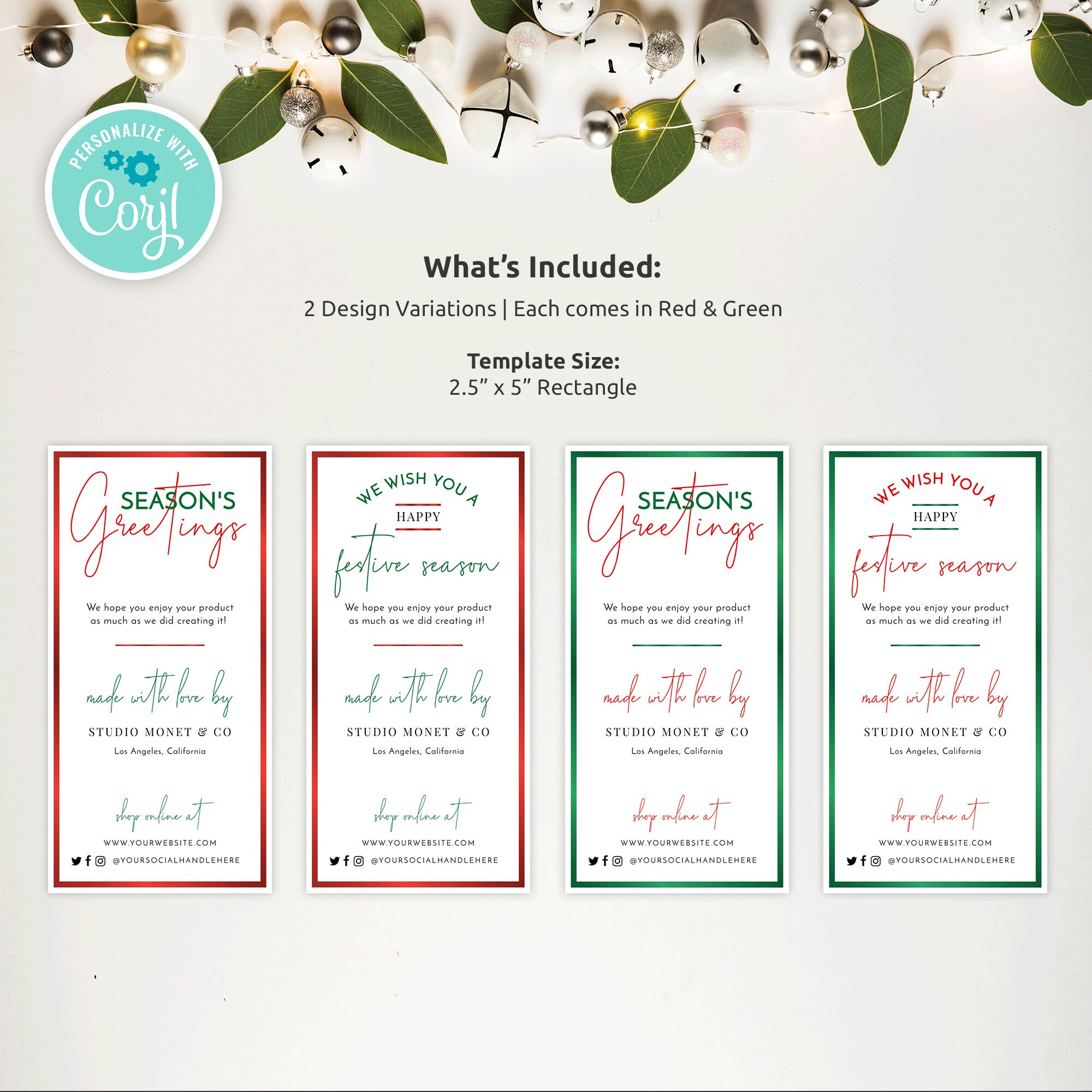 Season's Greetings Box Seal Labels, Editable Christmas Parcel Seal ...