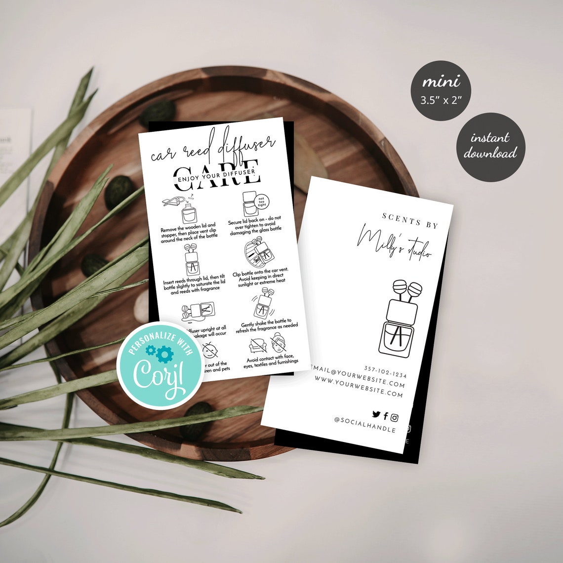 Car Reed Diffuser Care Guide Template, Custom Vent Bottle Diffuser Care ...