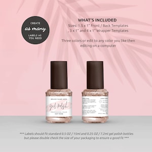 Feminine Nail Polish Label Template, Editable Gel Polish Bottle Wrapper ...