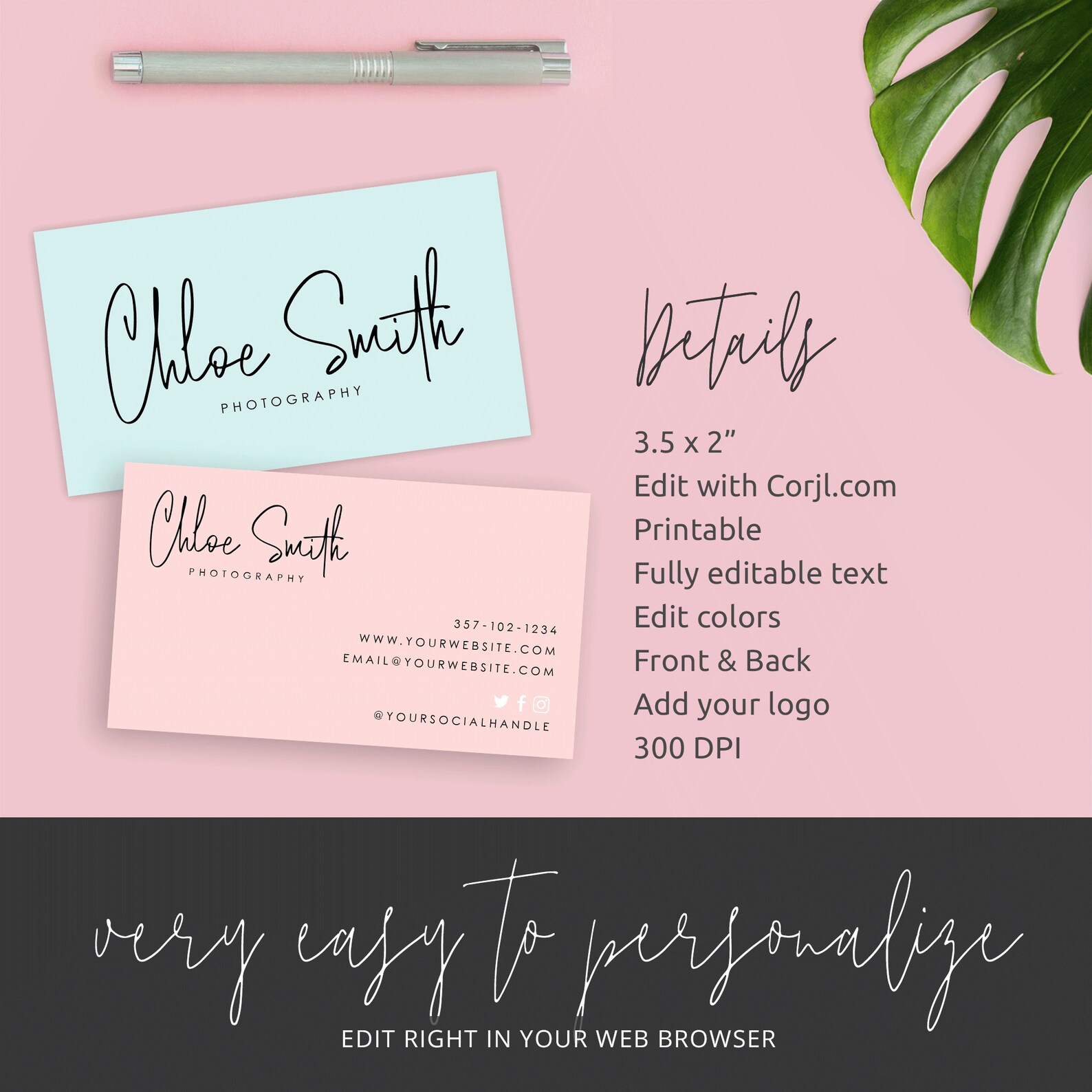 Editable Business Card Template Neutral Colors Printable - Etsy