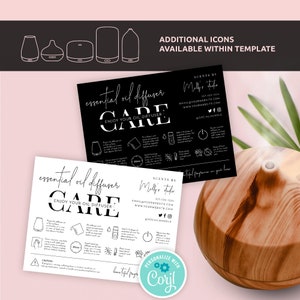 Essential Oil Diffuser Care Card Template, Editable Aromatherapy ...