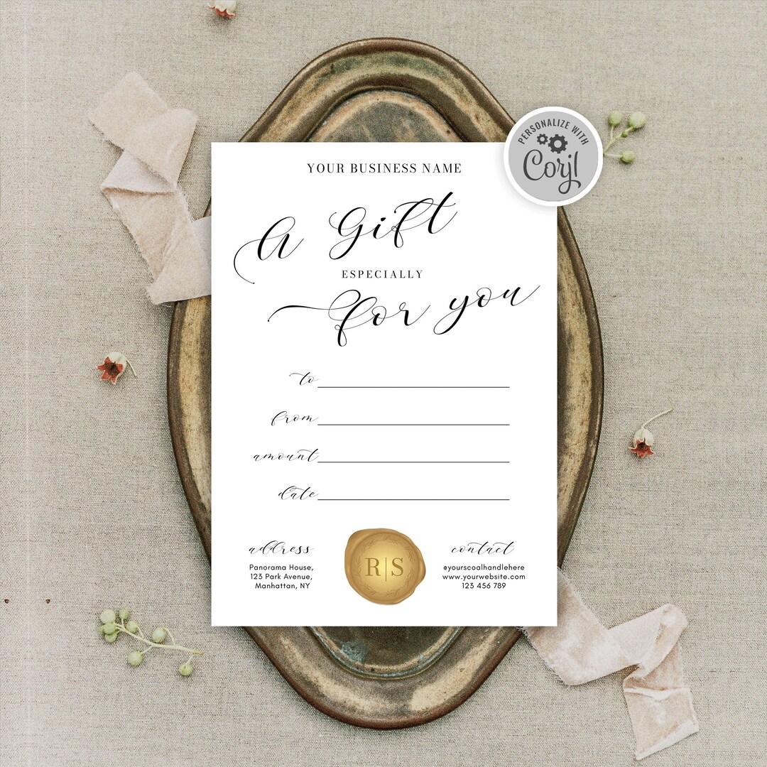 Elegant A Gift for You Template, Custom Luxury Gift Certificate With ...