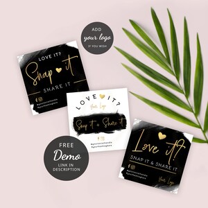 Editable Snap and Share Cards, Printable Share on Social Media Stickers ...