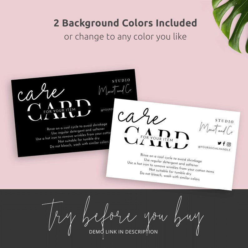 Minimalist Care Card Template Customisable Care Cards Care | Etsy