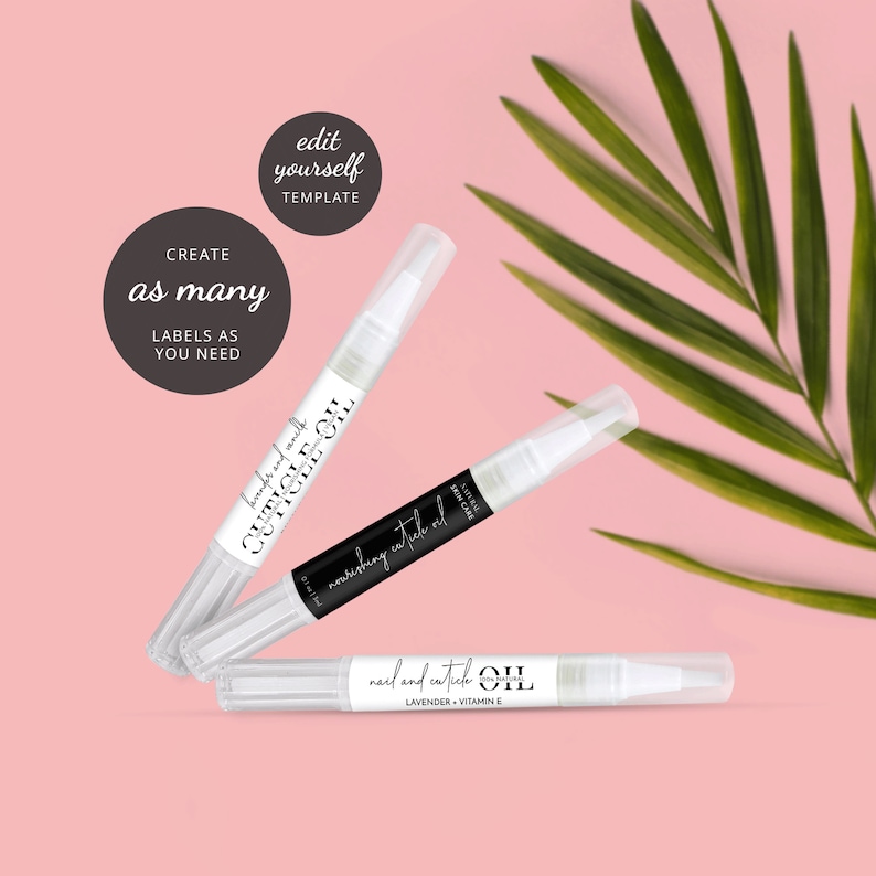 Cuticle Oil Pen Label Template Editable Cosmetic Twist Tube | Etsy