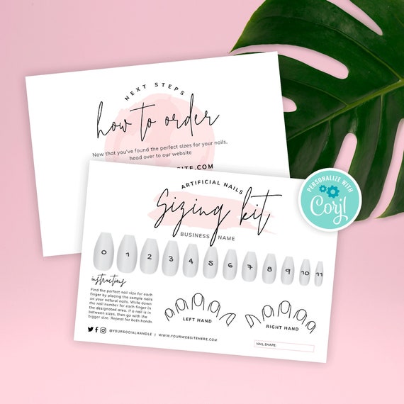 Editable Nail Sizing Kit Template False Nails Size Chart - Etsy