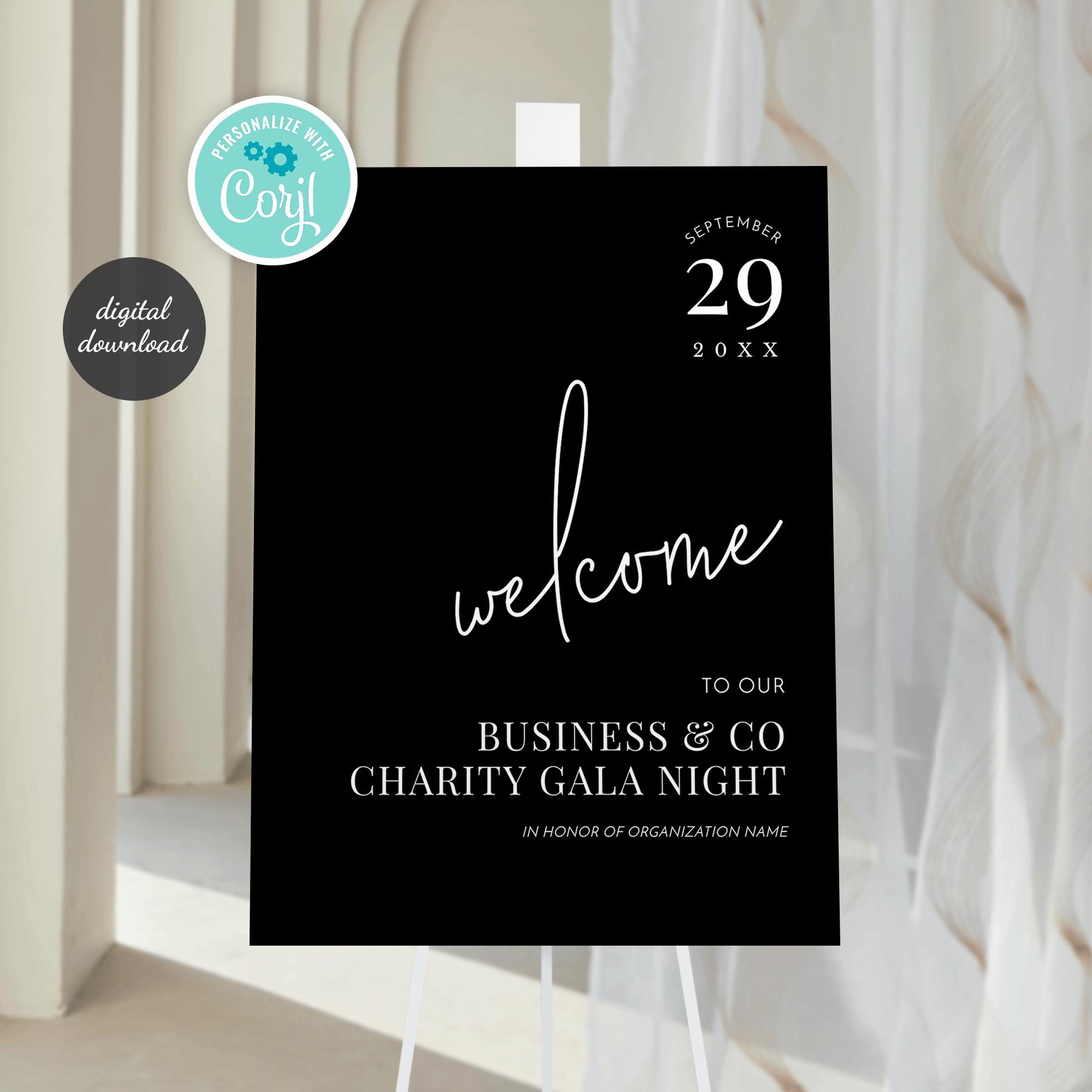Business Event Welcome Sign Template, Minimalist Black & White ...