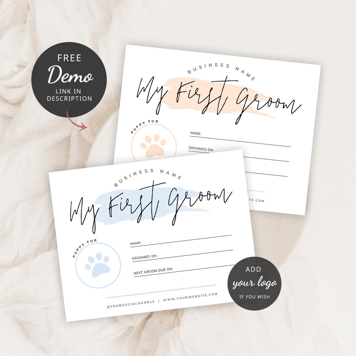 My First Groom Pet Certificate Template Feminine Pet Spa - Etsy