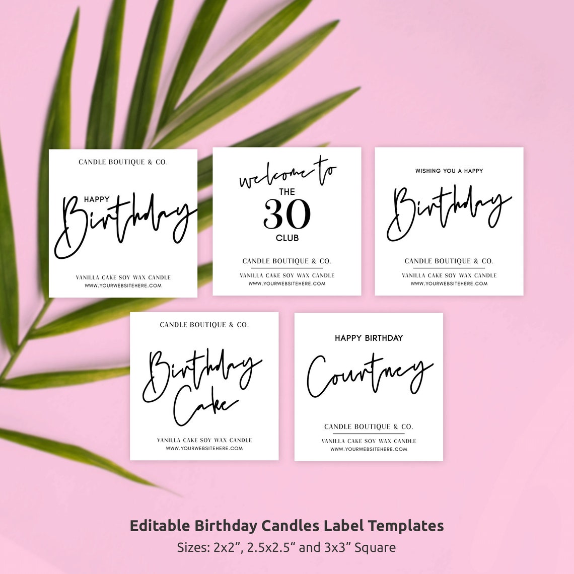 Birthday Candle Label Templates Birthday Cake Candles - Etsy