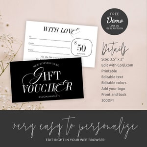 Elegant Gift Voucher Template, Minimalist Black & White, Calligraphy ...