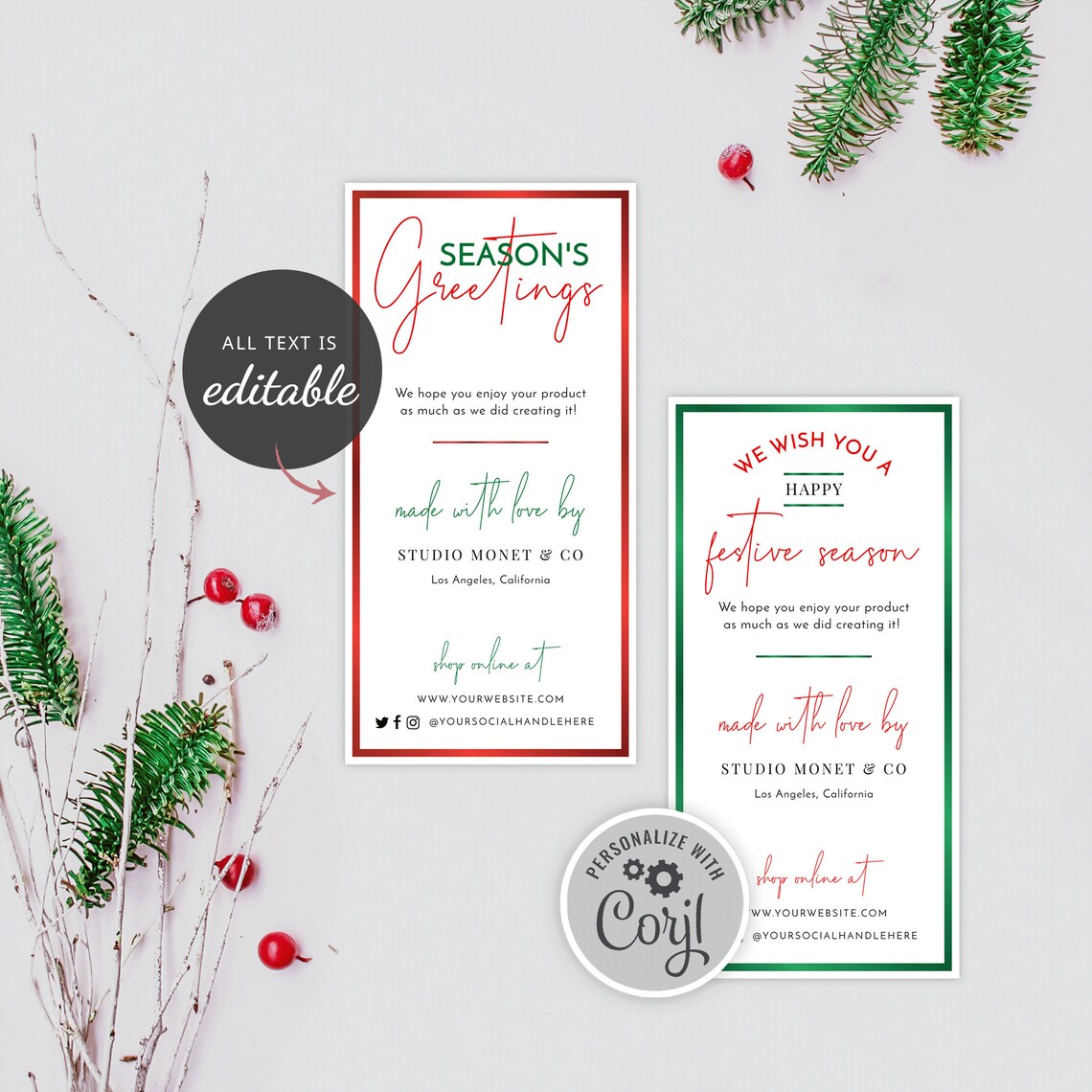 Season's Greetings Box Seal Labels, Editable Christmas Parcel Seal ...