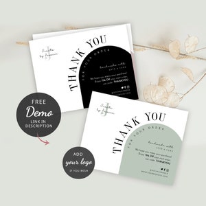 Modern Thank You for Order Card, Editable Business Order Inserts ...