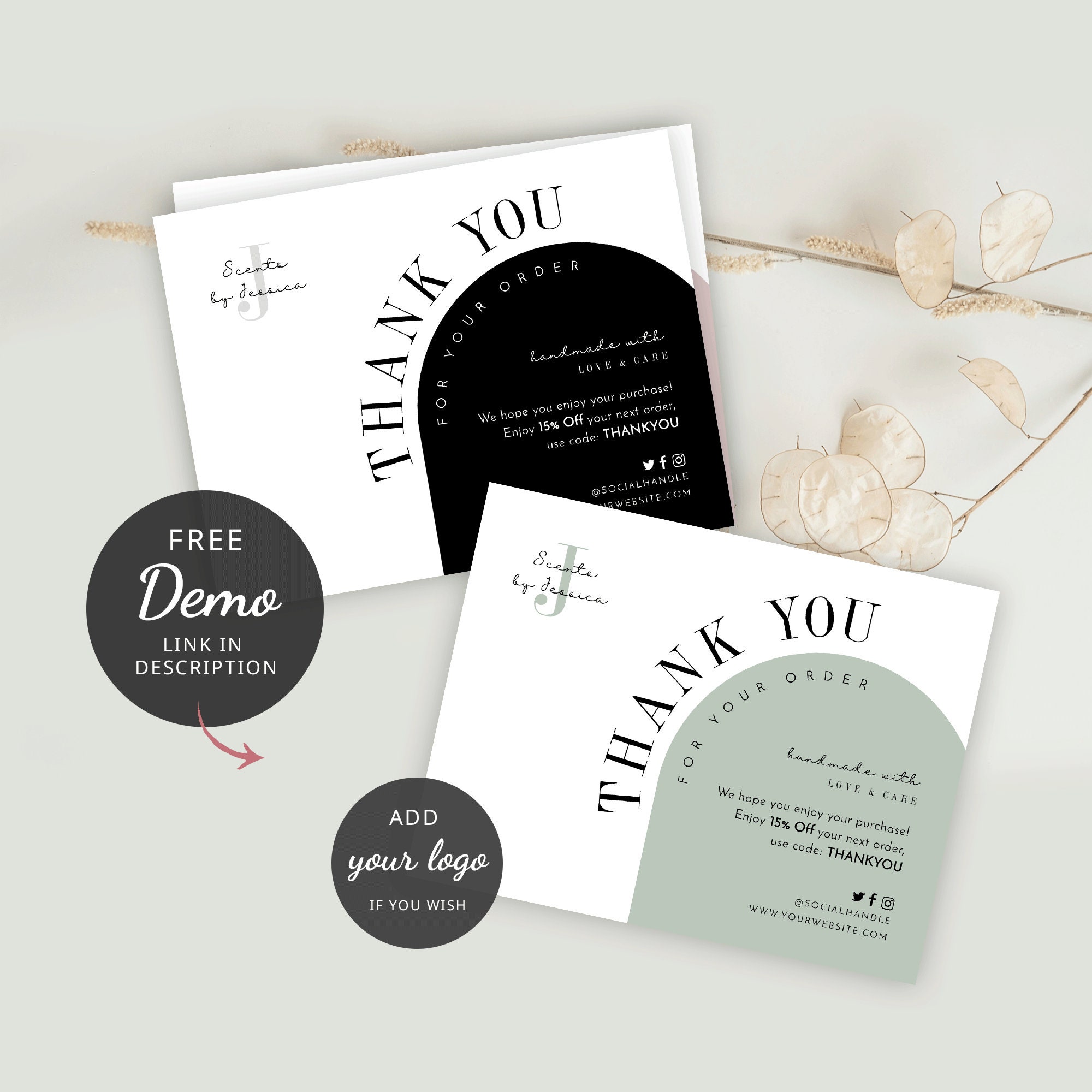 Modern Thank You for Order Card Editable Business Order - Etsy