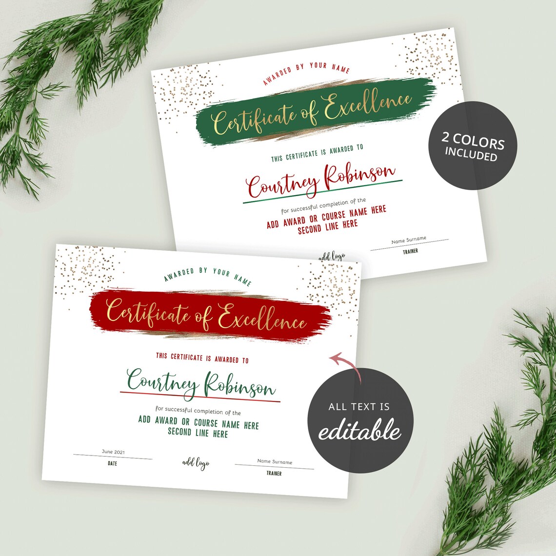 Christmas Certificate of Completion Template Festive Award - Etsy