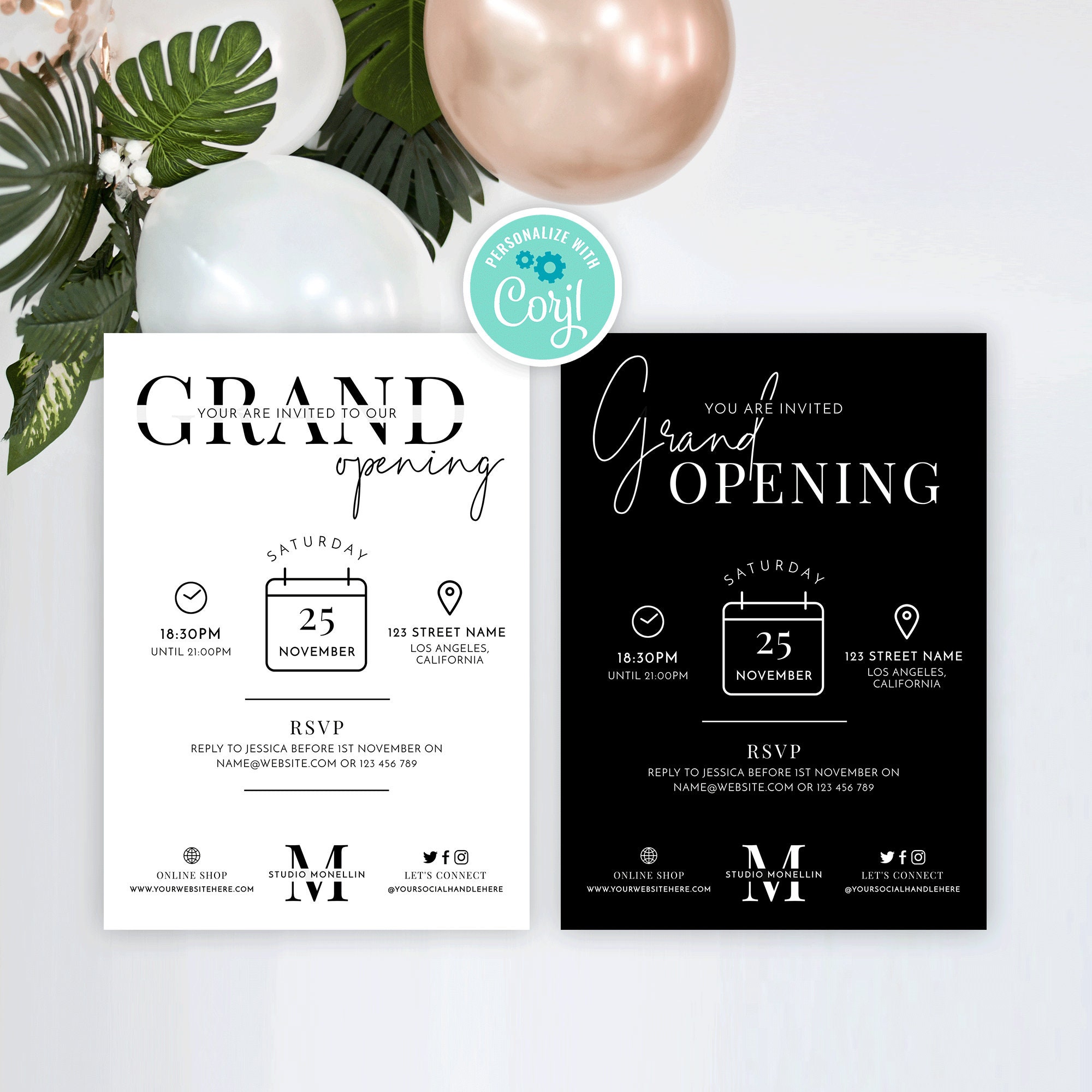 Business Grand Opening Template, Company Launch Invite Design, Editable ...