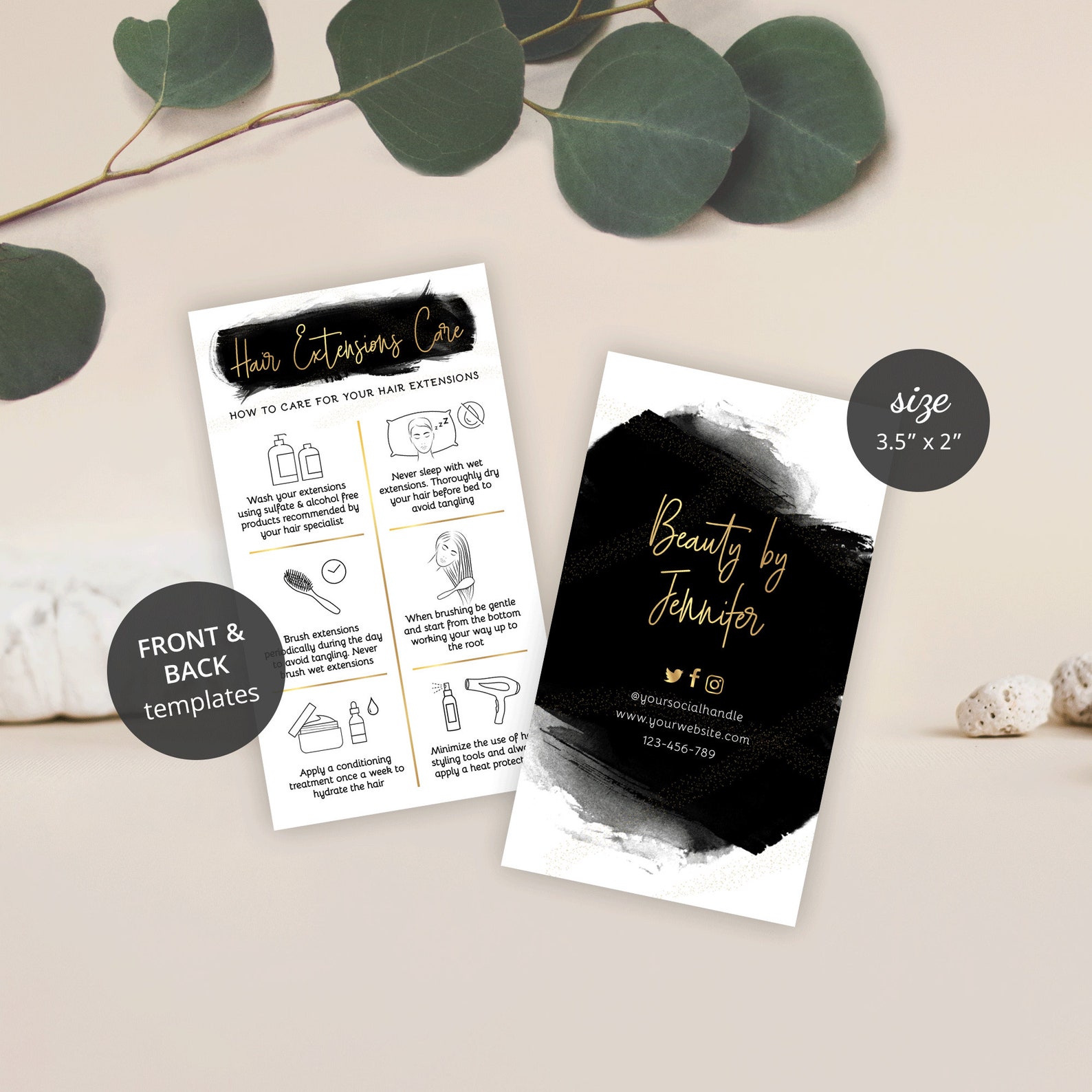 Hair Extensions Care Card Template Editable Hair Extensions - Etsy