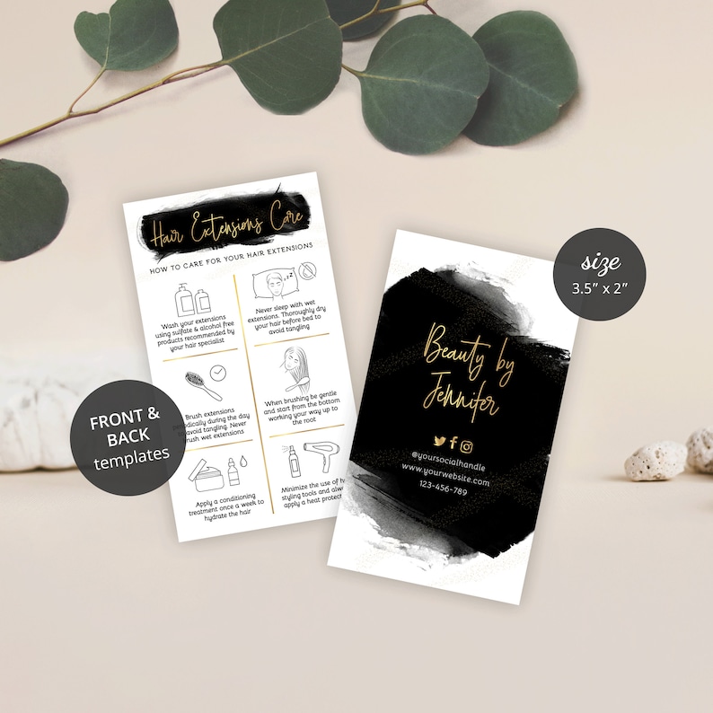 Hair Extensions Care Card Template Editable Hair Extensions - Etsy