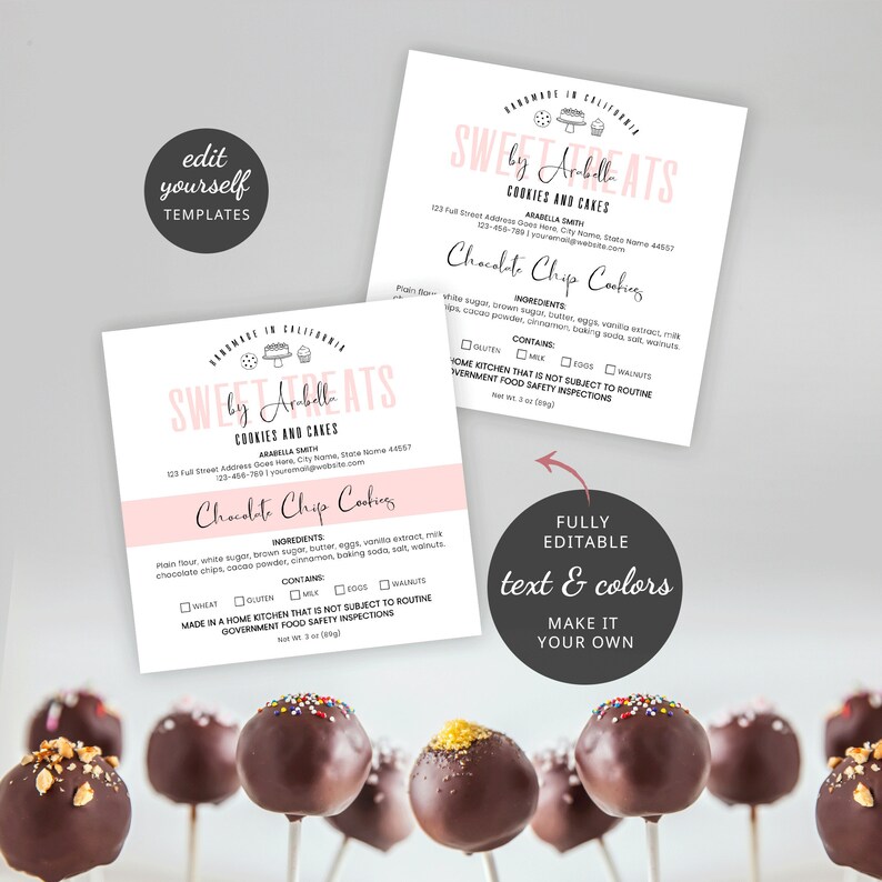 Food License Label Template Custom Cottage Law Labels Design - Etsy