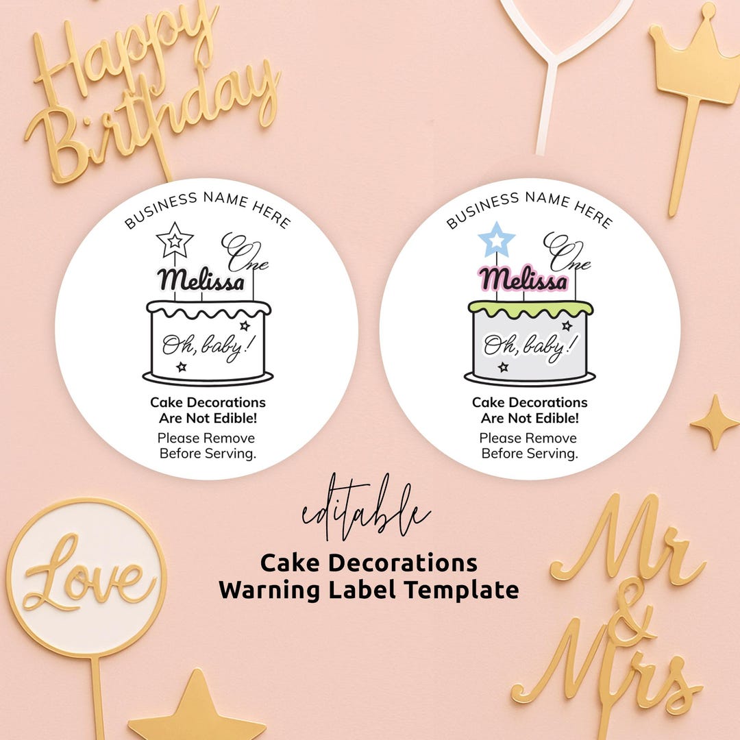 Acrylic Cake Decorations Warning Label Template, Do Not Eat Decorations ...