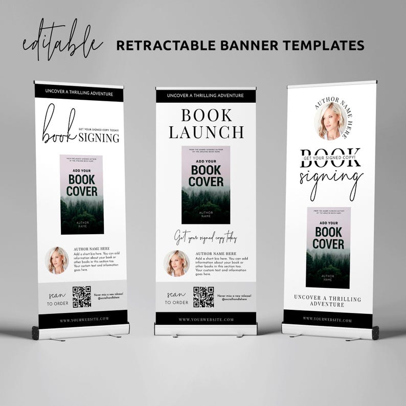 Minimalist Book Launch Banner Template: Author Event Sign (33x81in ...
