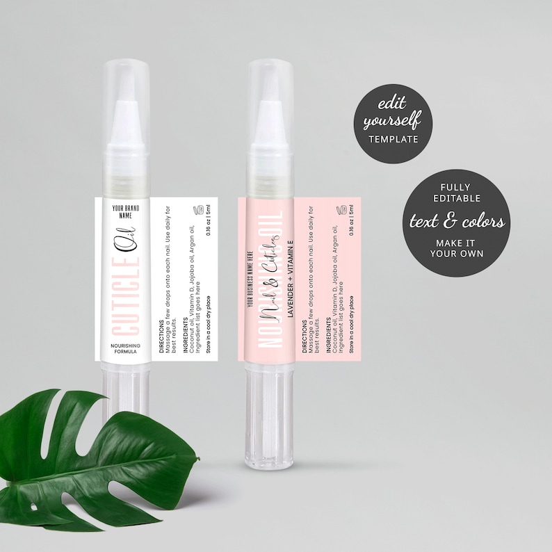 Editable Cosmetic Twist Pen Label Template Cuticle Oil Tube - Etsy