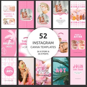 Instagram Stories & Posts Canva Templates, Trendy Retro Pink Instagram ...