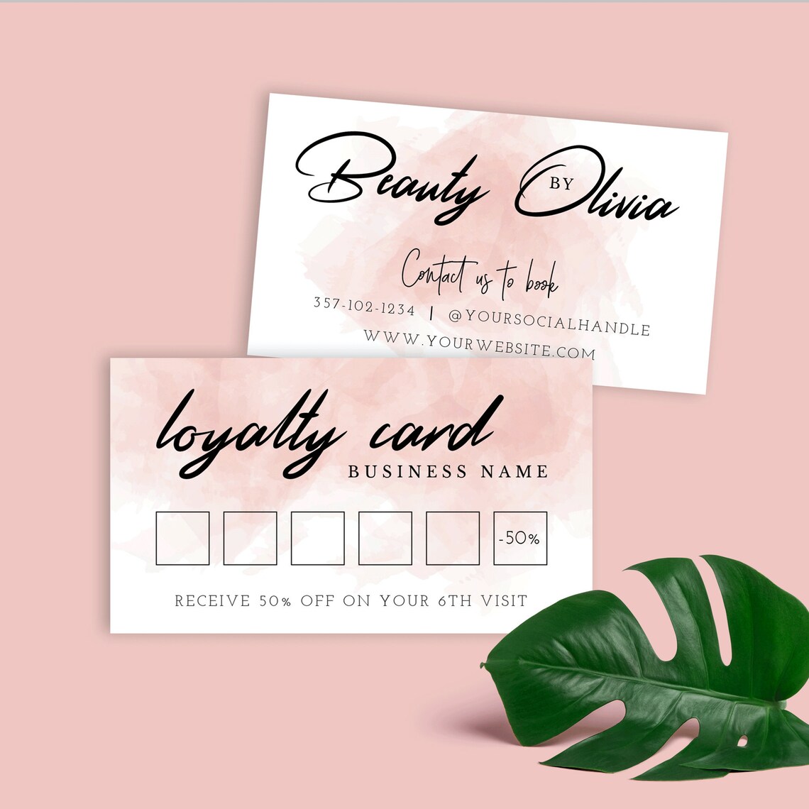 Editable Rewards Card, Beauty Loyalty Club Card Template, DIY Stamp ...