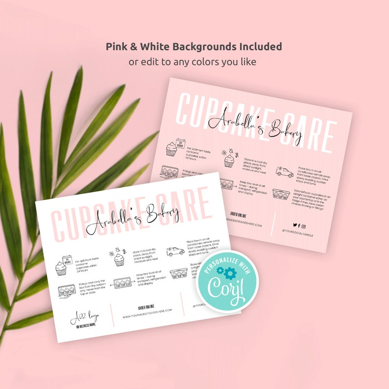 Custom Cupcakes Care Card Editable Cupcake Care Guide - Etsy