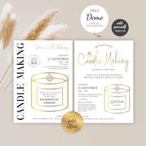 DIY Candle Class Marketing Template, Faux Gold Candle Workshop Promo ...