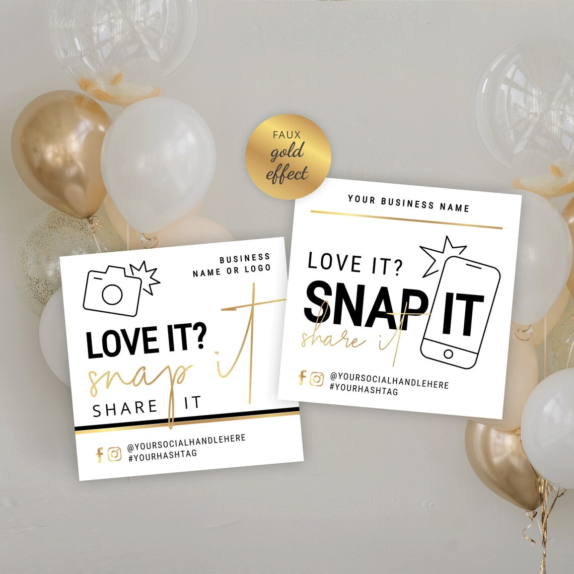 Love Snap Share Template Black & Gold Editable Share on - Etsy
