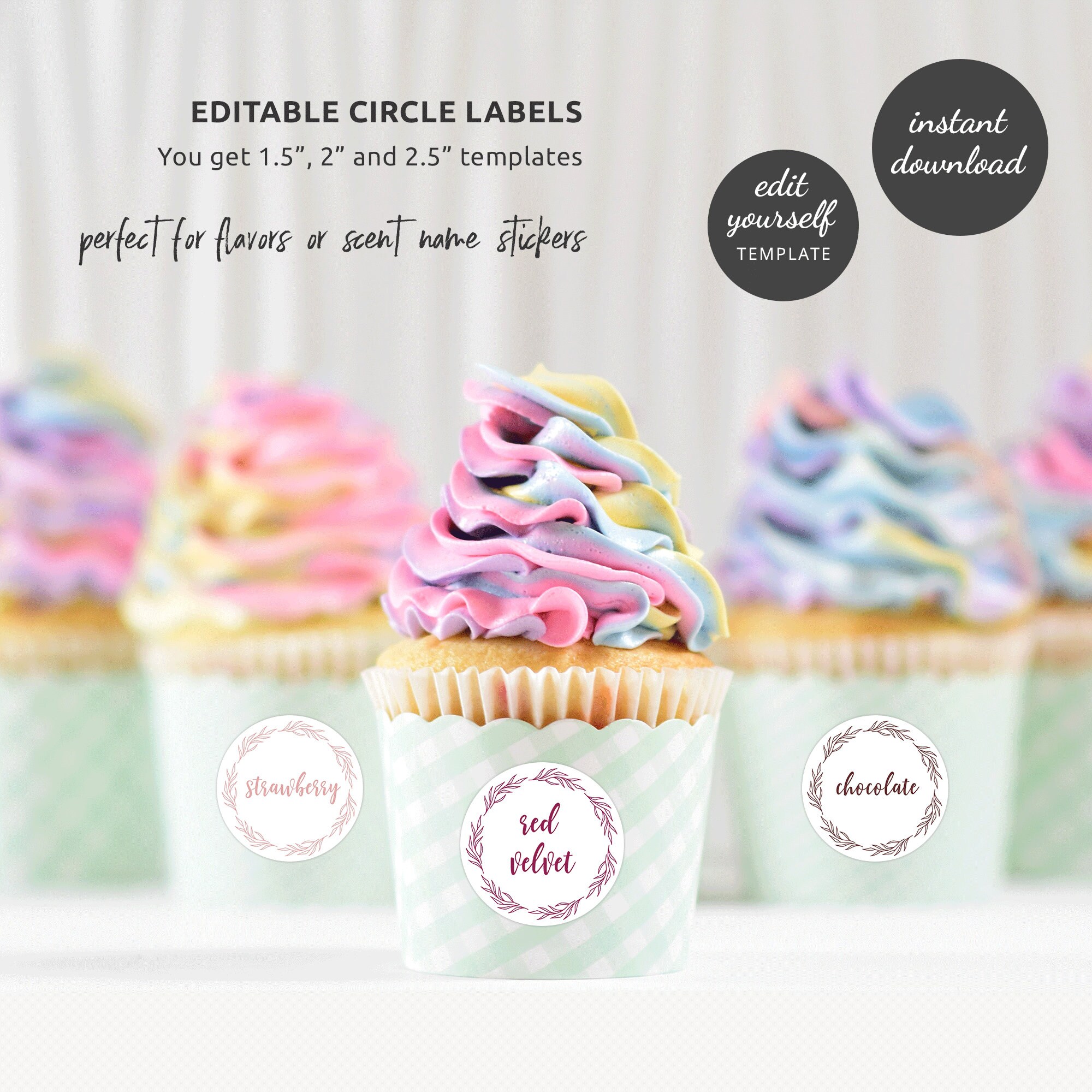 Flavor Circle Labels Template Editable Round Scent Labels - Etsy.de