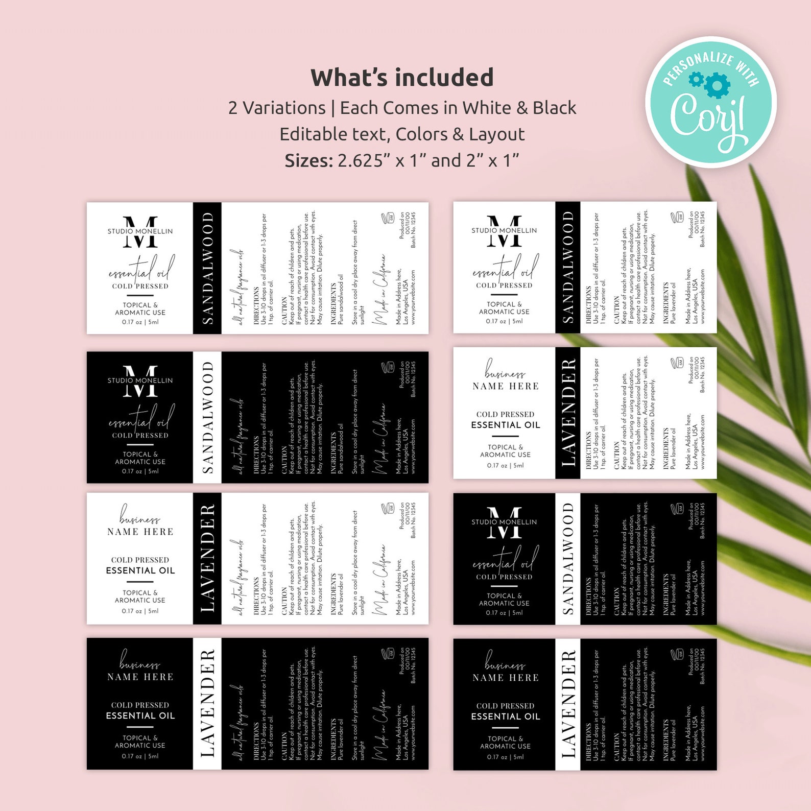 Essential Oil Label Template Editable Aromatherapy Oil - Etsy