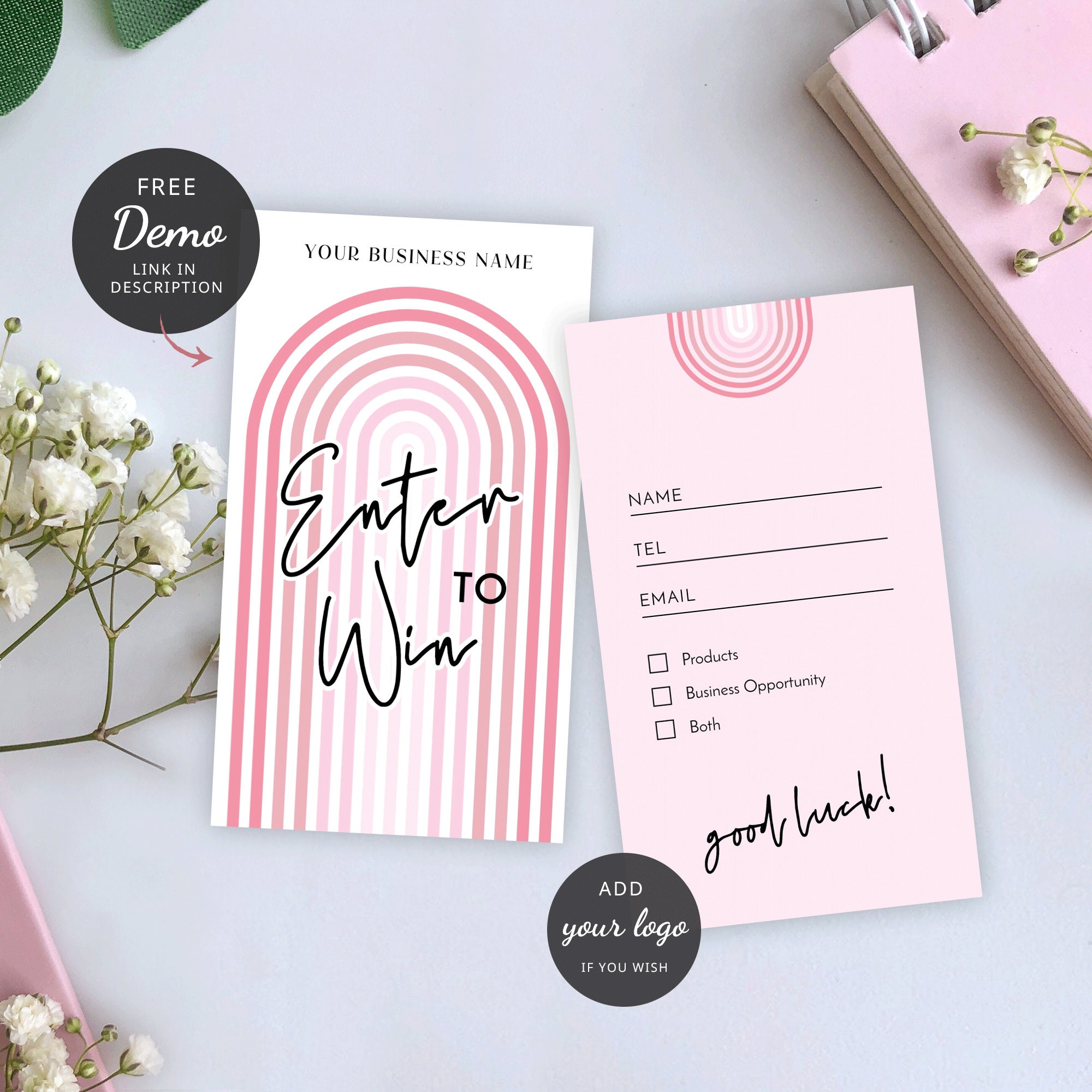 Retro Pink Raffle Tickets Template Editable Enter to Win - Etsy