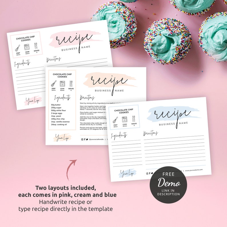 Editable Recipe Card Template Printable Baker Recipe Note - Etsy