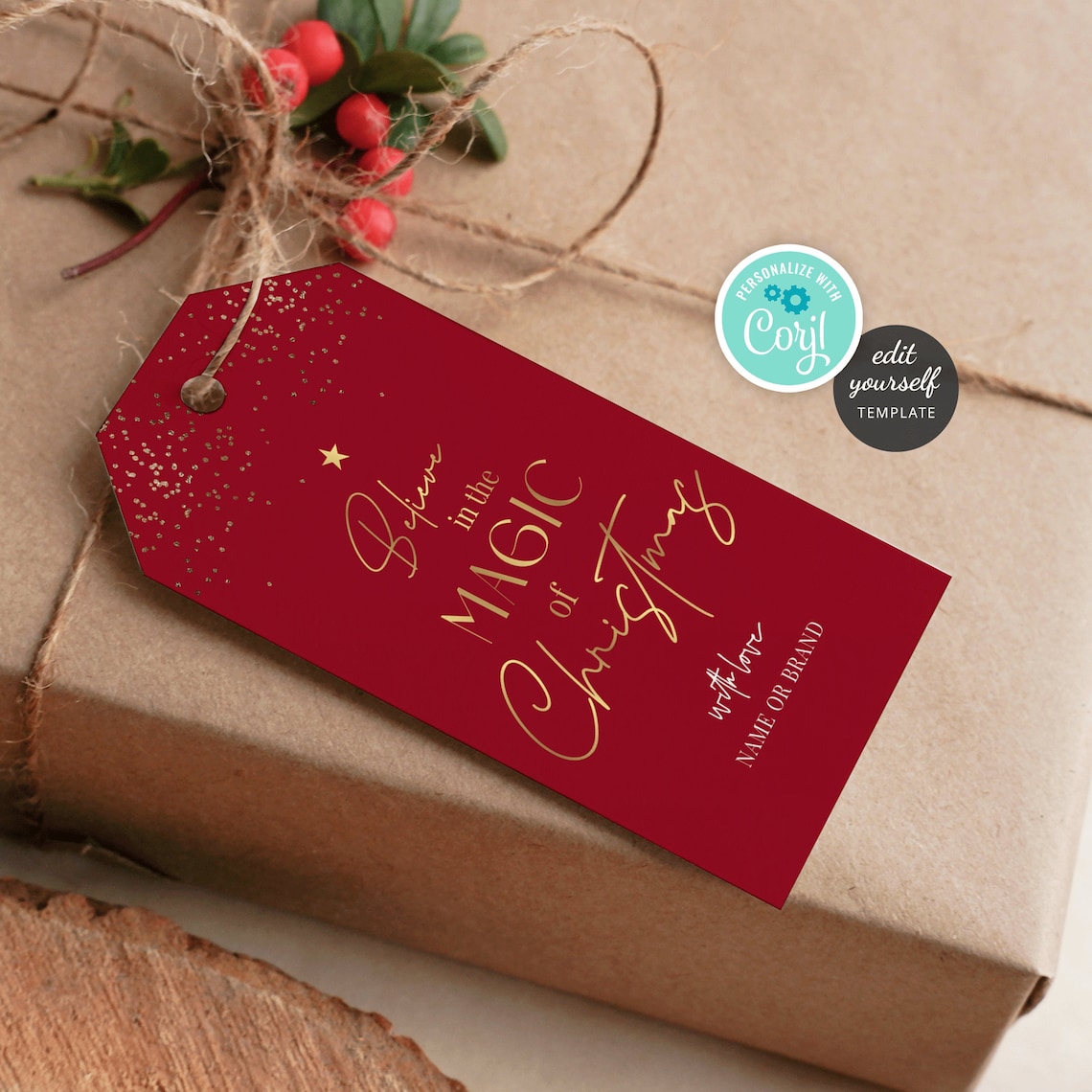 Christmas Gift Tag Template Personalized Holiday Hang Tag - Etsy